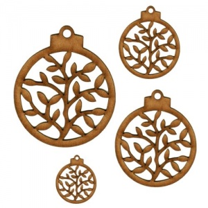 Mistletoe Branch Bauble MDF Wood Shape
